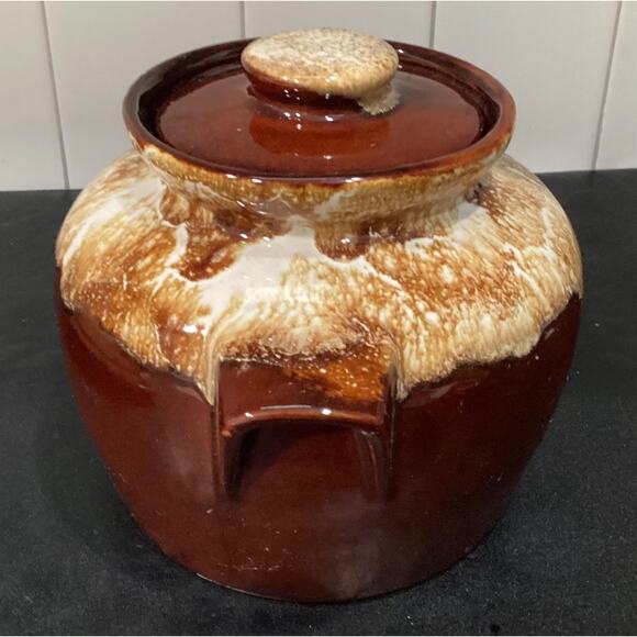 USA | Dining | Vintage Usa Brown Drip Glaze Bean Pot 7 | Poshmark
